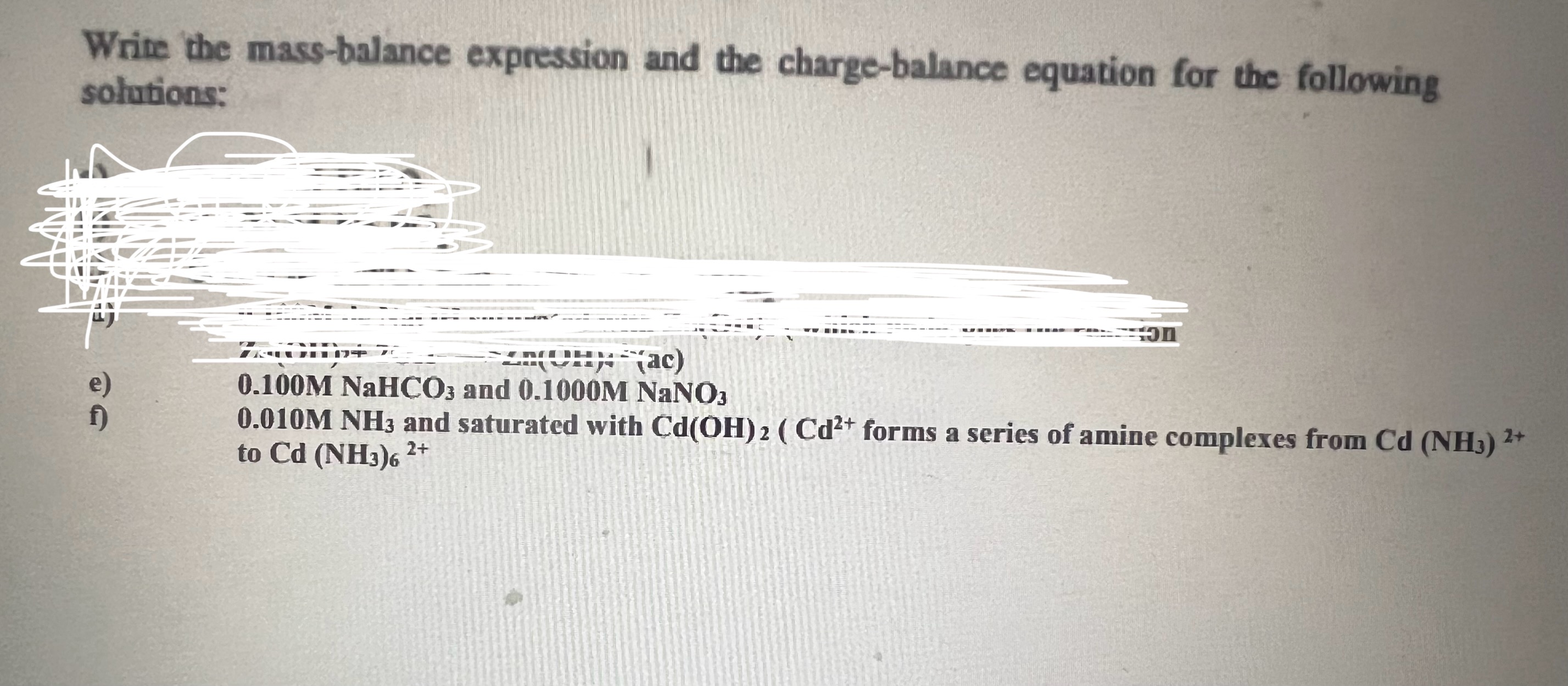 Solved Write the mass-balance expression and the | Chegg.com