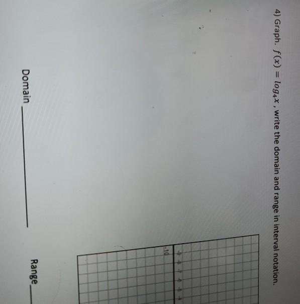 Solved 4) Graph. f(x) = log2x , write the domain and range | Chegg.com Solved 4) Graph. f(x) = log2x , write the domain and range | Chegg.com