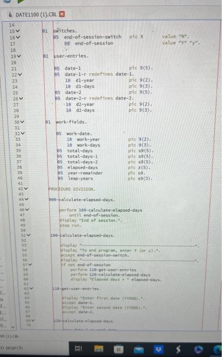Solved eercise 8-1 Fix the Y2K problem in an elapsed days | Chegg.com