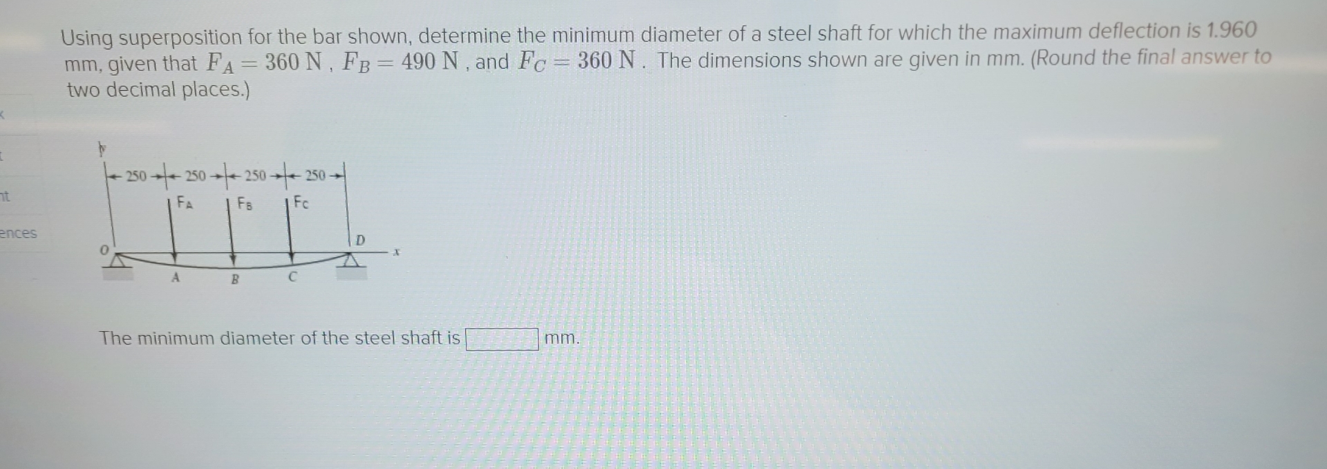 Solved Using superposition for the bar shown, determine the | Chegg.com