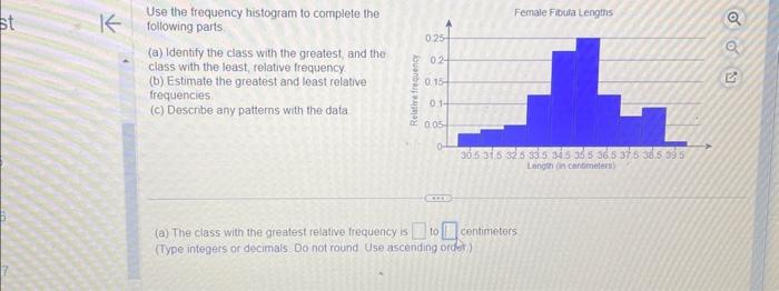 Solved Use the frequency histogram to complete the following | Chegg.com