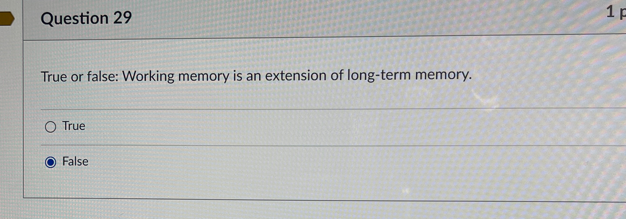Solved Question 29True or false: Working memory is an | Chegg.com