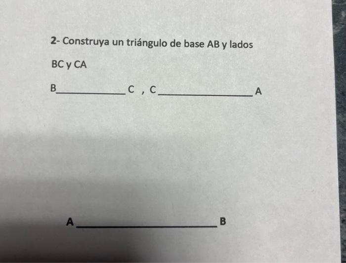 Solved Build a triangle of AB base and sides BC and CA | Chegg.com
