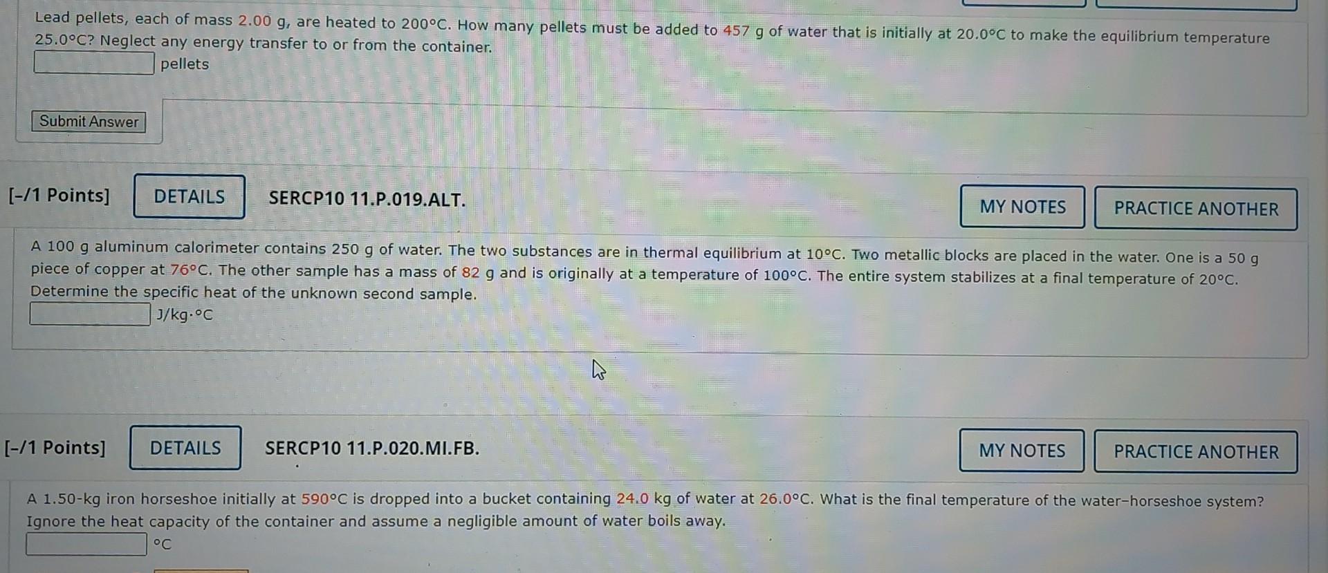 Solved Lead pellets, each of mass 2.00 g, are heated to | Chegg.com