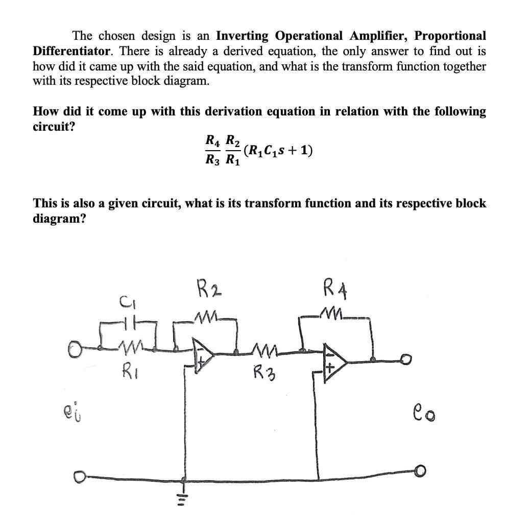 Solved The chosen design is an Inverting Operational | Chegg.com