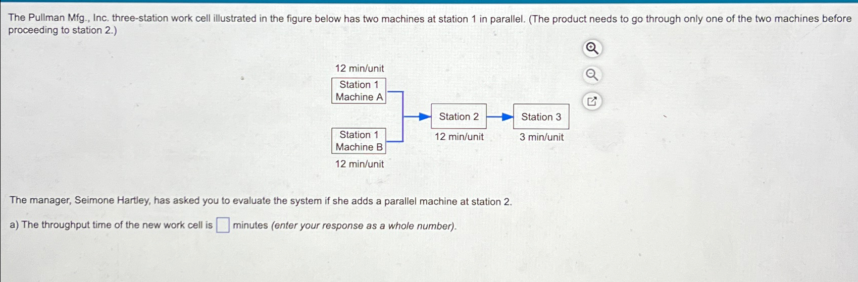 Solved The Pullman Mfg., ﻿Inc. three-station work cell | Chegg.com