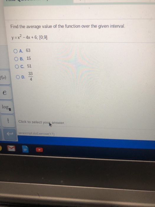 Solved Find the average value of the function over the given | Chegg.com