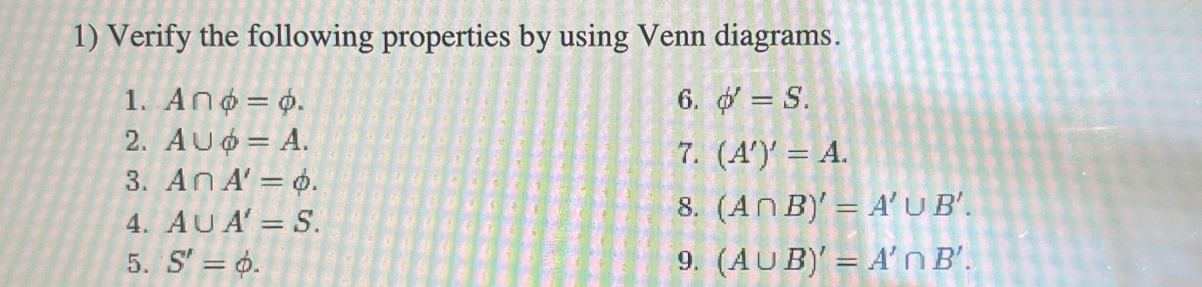 Solved Verify the following properties by using Venn | Chegg.com