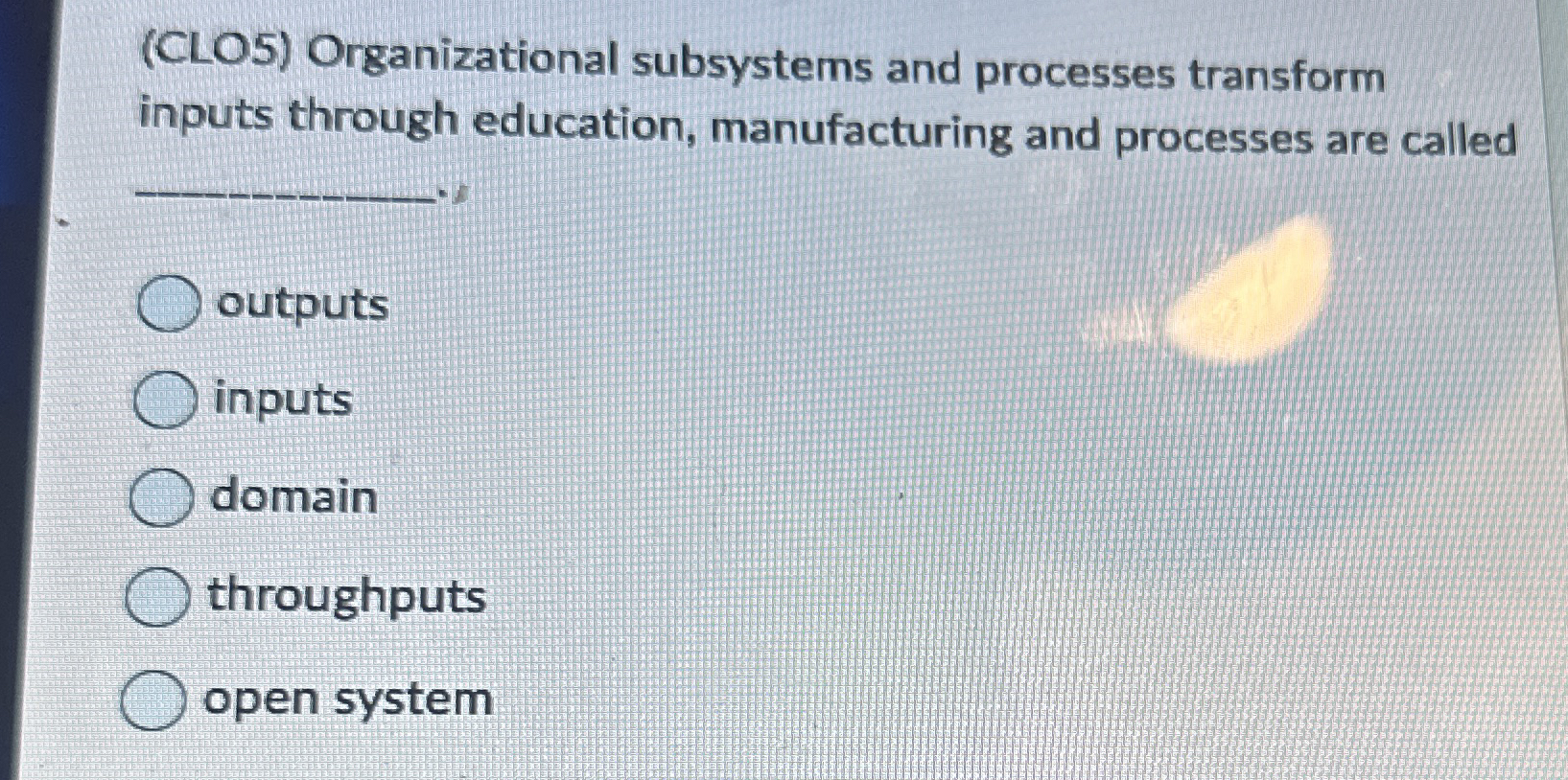 Solved (CLO5) ﻿Organizational subsystems and processes | Chegg.com
