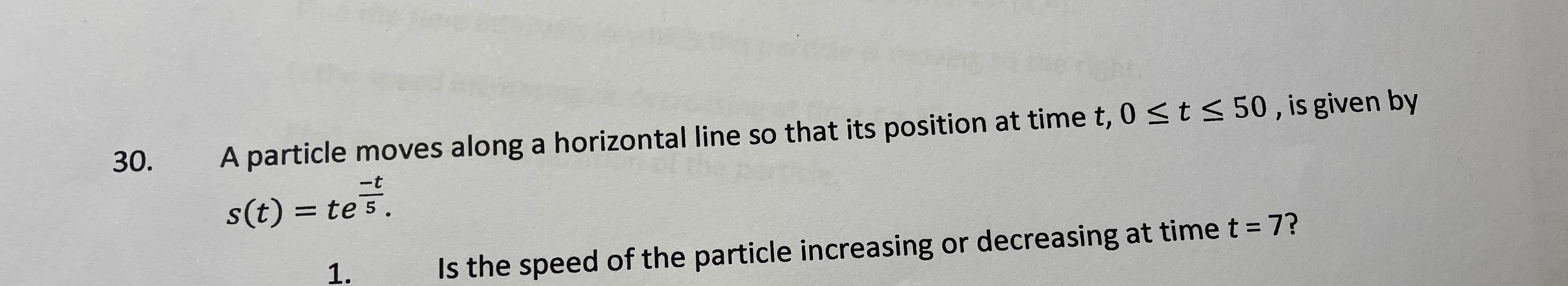 Solved A particle moves along a horizontal line so that its | Chegg.com