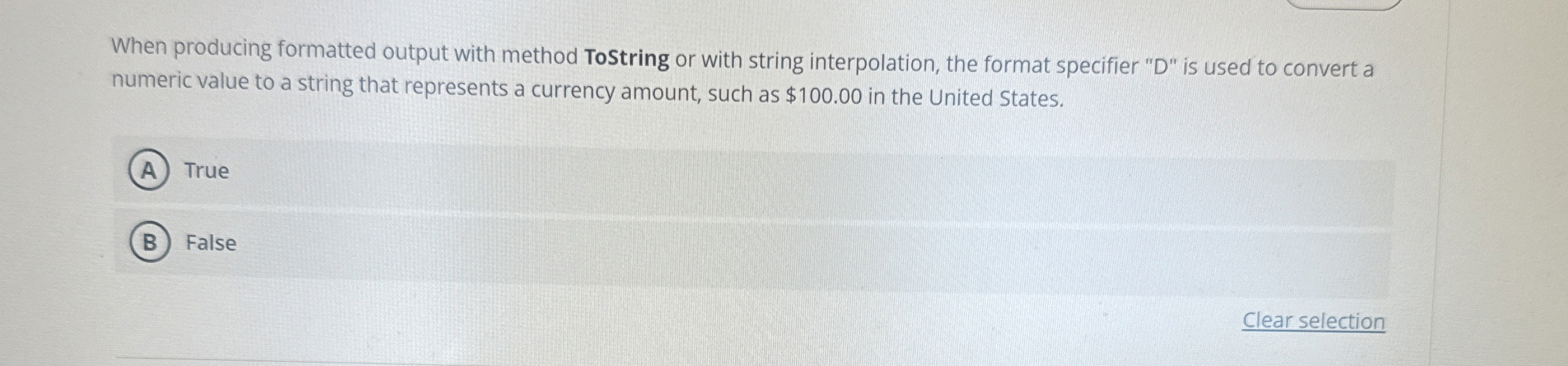 Solved When producing formatted output with method ToString | Chegg.com