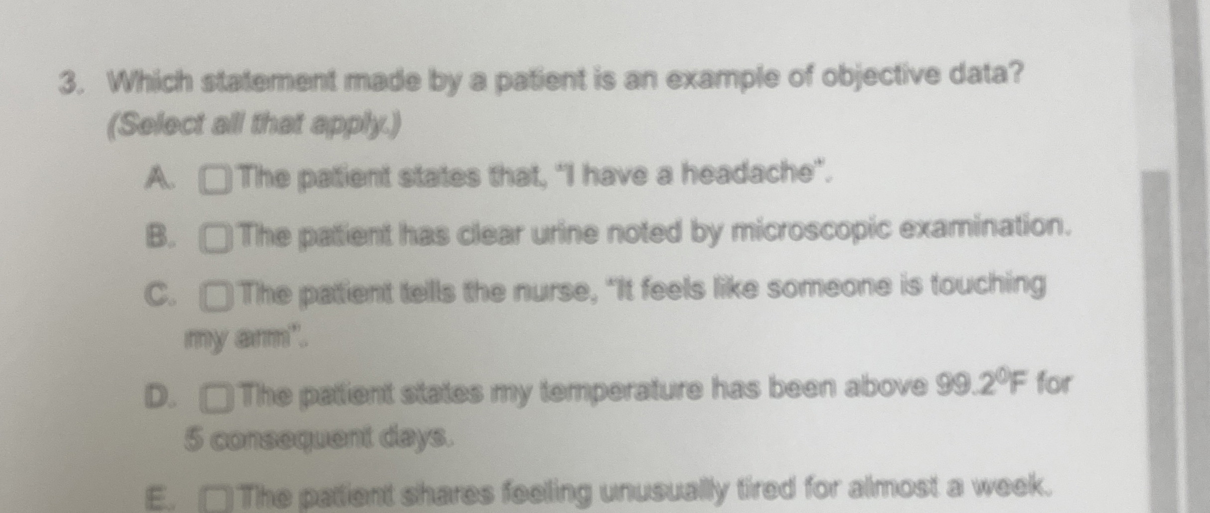 Solved Which statement made by a patient is an example of | Chegg.com