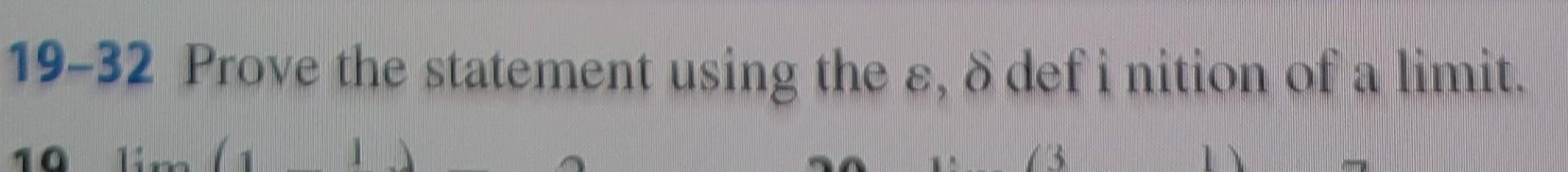 Solved 19-32 Prove the statement using the ε,δ def i nition | Chegg.com