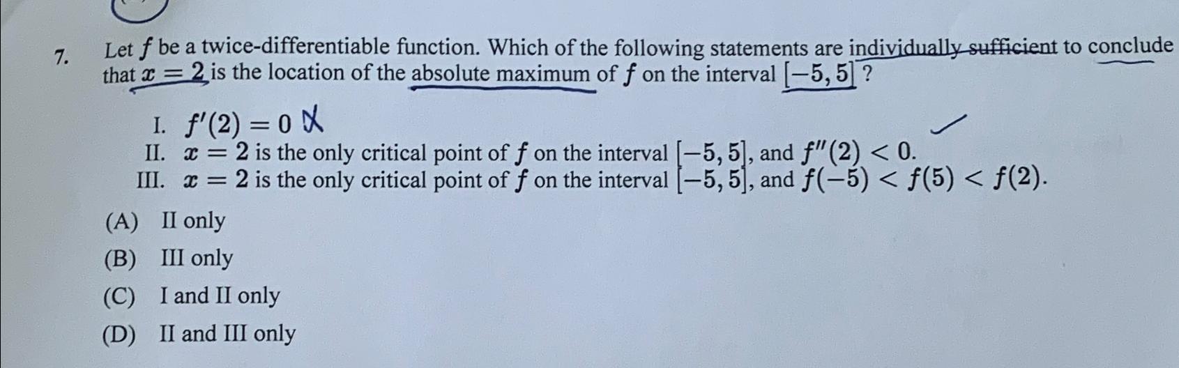 Solved Let f ﻿be a twice-differentiable function. Which of | Chegg.com