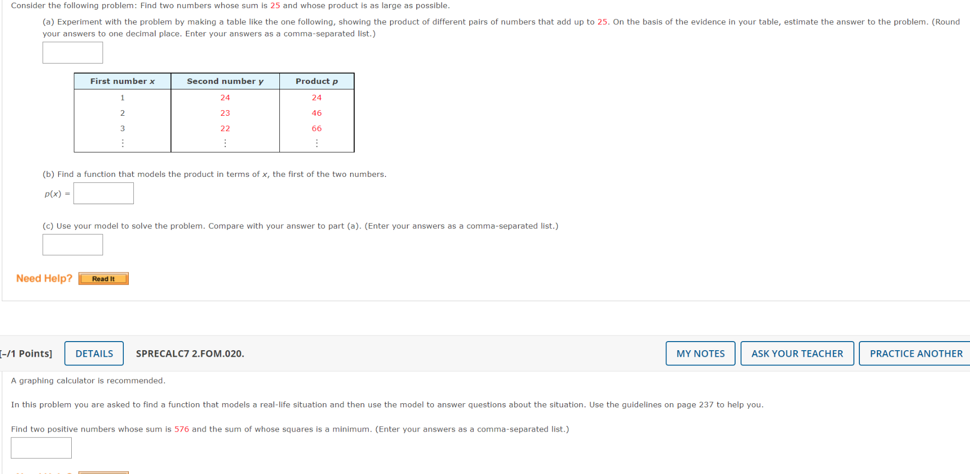 Solved Consider the following problem: Find two numbers | Chegg.com