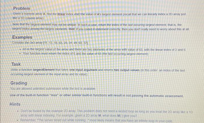 Solved can not use max in the functions from the grading | Chegg.com
