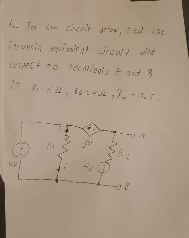 Solved 1. For the circuit below, find the The venin | Chegg.com