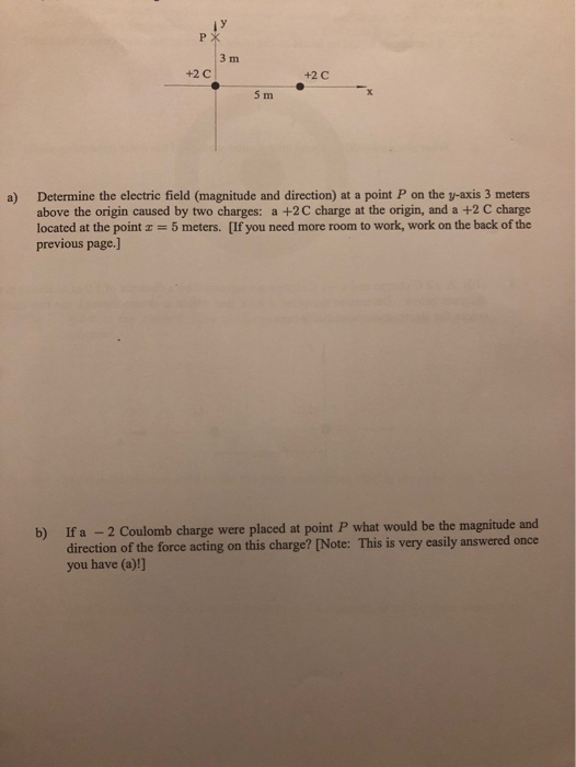 Solved +2c +2 C 5 m Determine the electric field (magnitude | Chegg.com