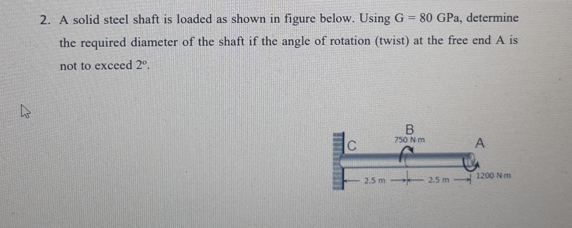 Solved 2. A solid steel shaft is loaded as shown in figure | Chegg.com