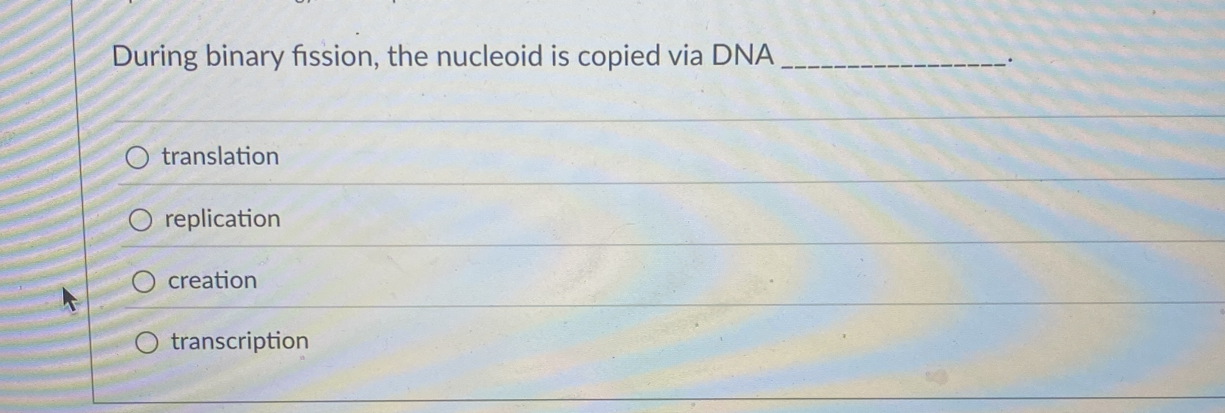 Solved During binary fission, the nucleoid is copied via | Chegg.com