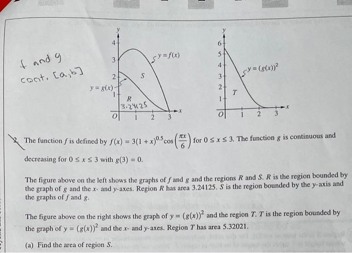 Solved f and 9 cont. [a,b] 2. The function f is defined by | Chegg.com