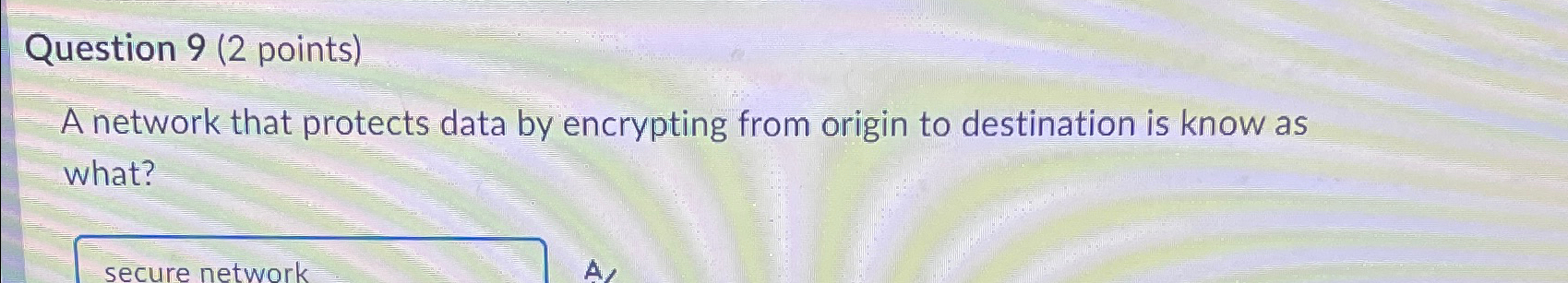 Solved Question 9 (2 ﻿points)A network that protects data by | Chegg.com