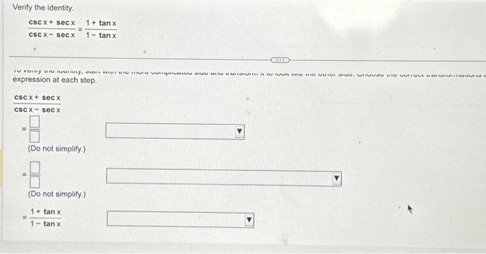 Solved Verify the identity. csc x+ sec x CSC X sec x csc x+ | Chegg.com