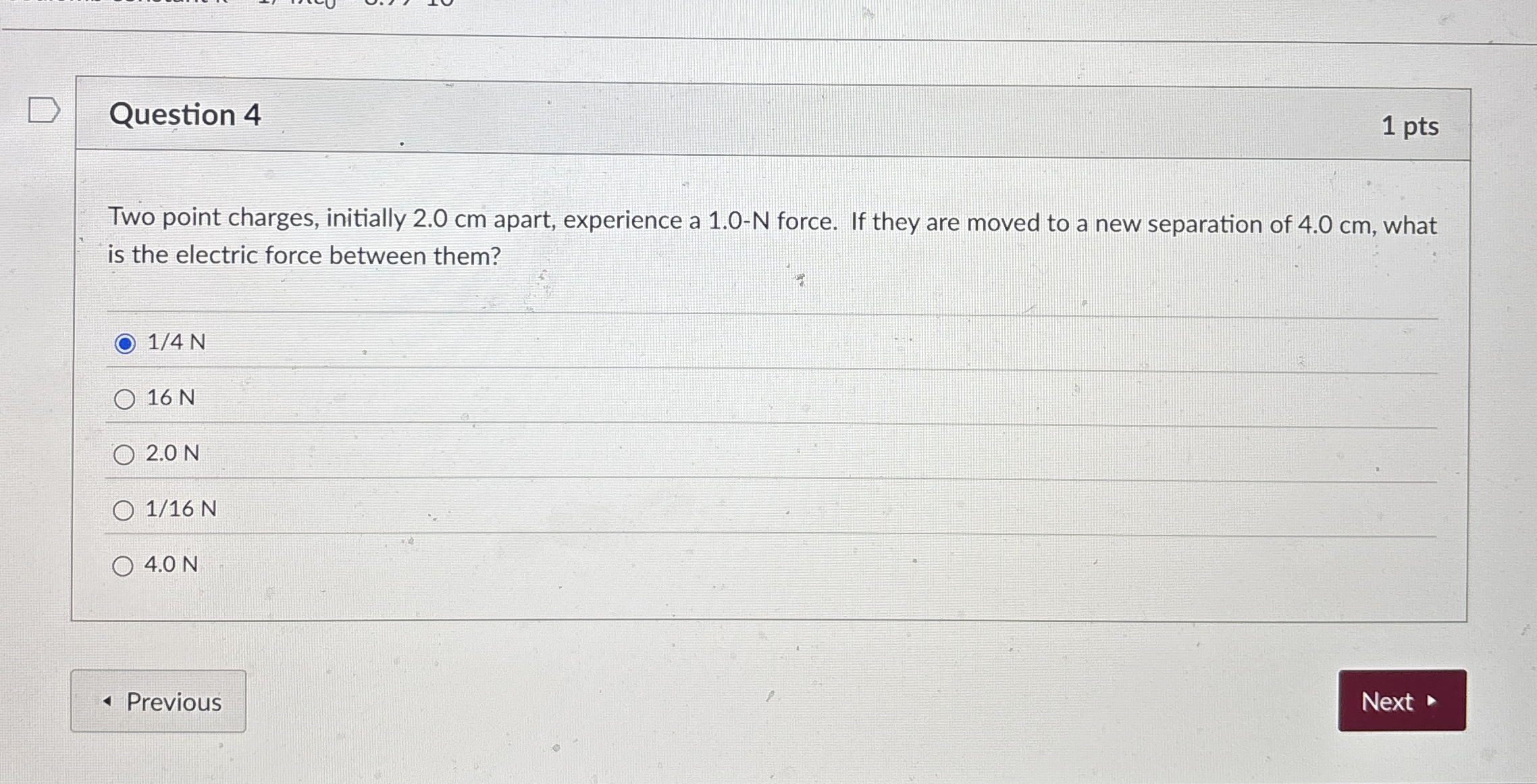 Solved Question 41 ﻿ptsTwo point charges, initially 2.0 ﻿cm | Chegg.com
