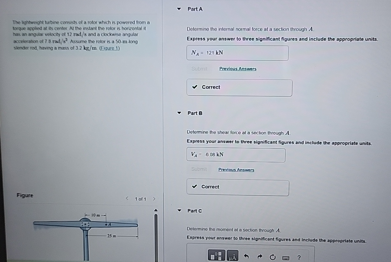 Solved Part AThe lightweight turbine consists of a rolor | Chegg.com