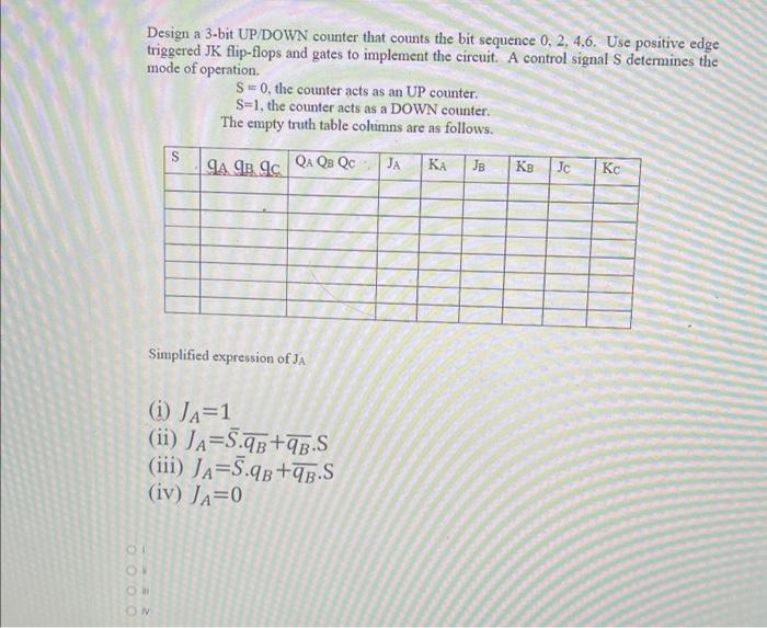 Solved Design a 3-bit UP/DOWN counter that counts the bit | Chegg.com