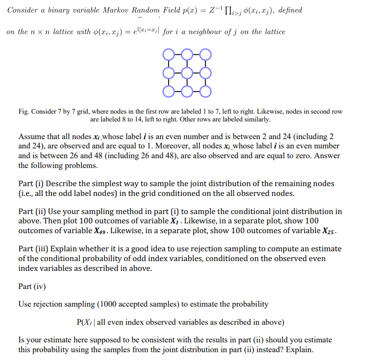 Solved Consider a binary variable Markov Random Field | Chegg.com Solved Consider a binary variable Markov Random Field | Chegg.com