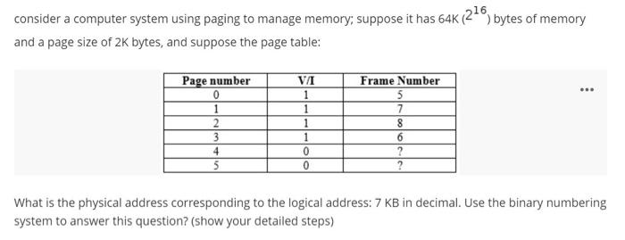 Solved consider a computer system using paging to manage | Chegg.com