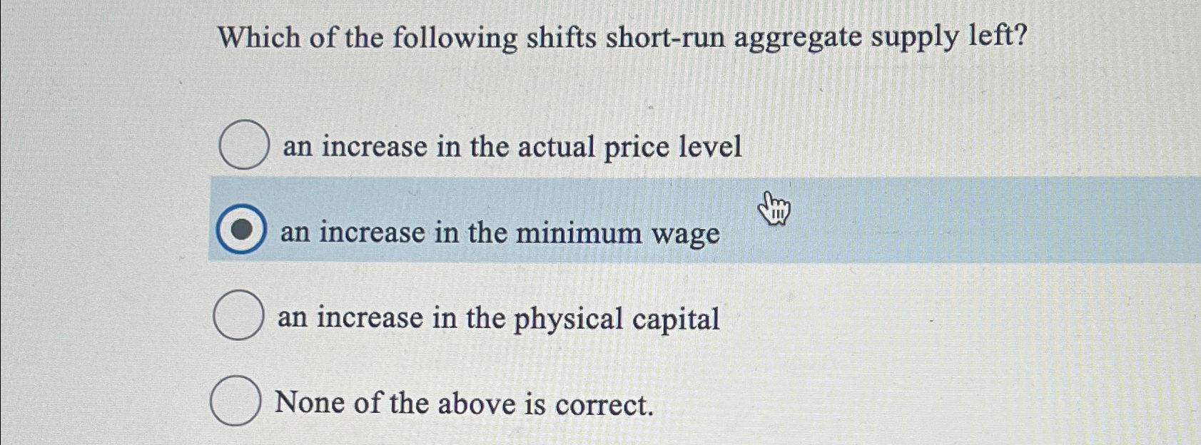 Solved Which of the following shifts short-run aggregate | Chegg.com