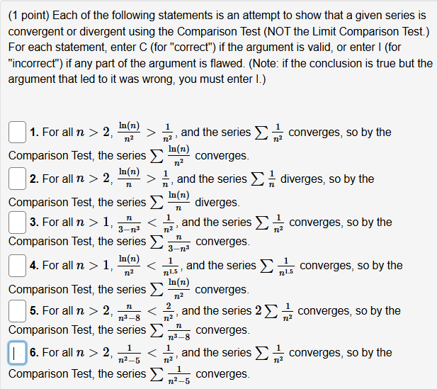 Solved (1 ﻿point) ﻿Each of the following statements is an | Chegg.com
