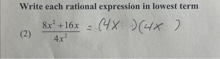 Solved Write each rational expression in lowest term (2) | Chegg.com