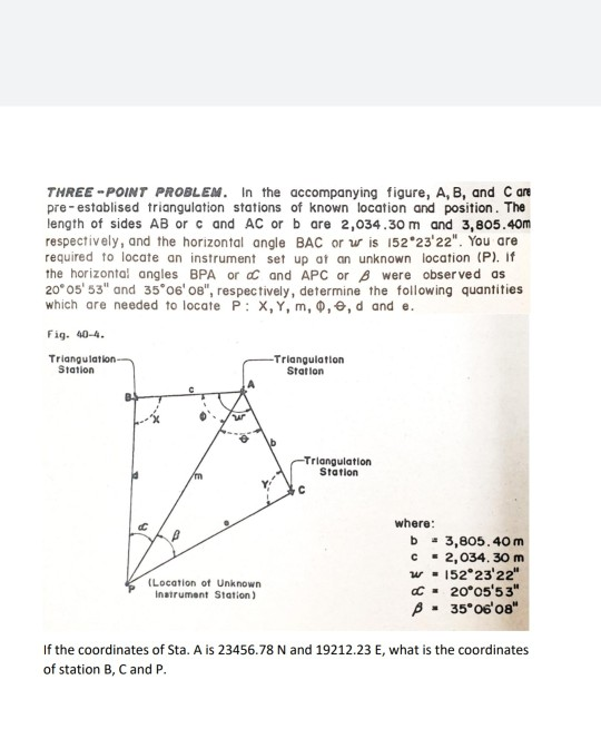 THREE -POINT PROBLEM. In the accompanying figure, A, | Chegg.com
