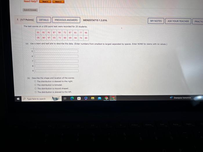 Consider the following data ie: A stem and lea plot | Chegg.com