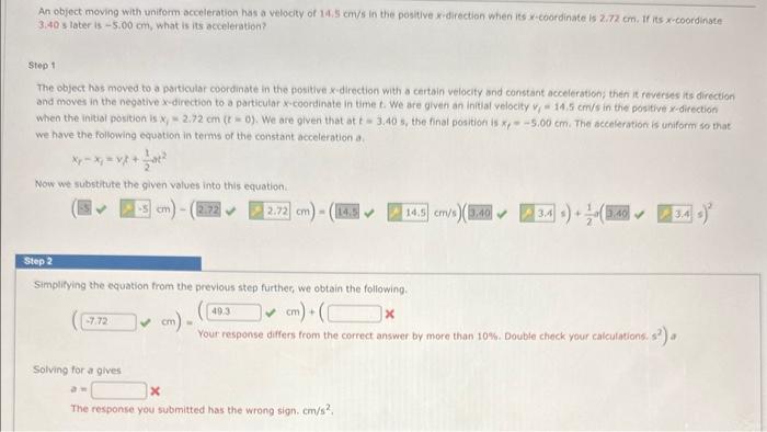 Solved An object moving with uniform acceleration has a | Chegg.com