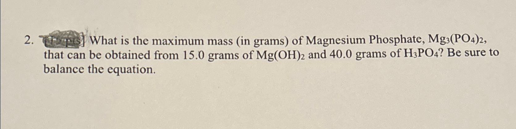 Solved dis What is the maximum mass (in grams) ﻿of Magnesium | Chegg.com