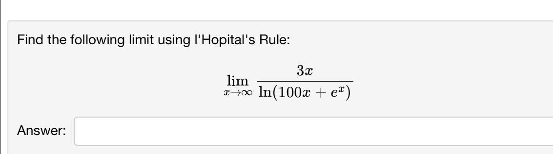 Solved Find the following limit using l'Hopital's | Chegg.com