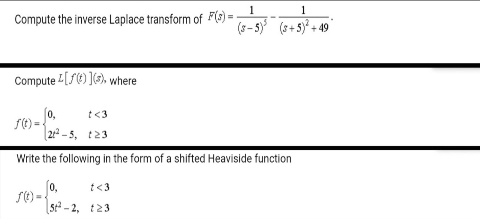 Solved Compute the inverse Laplace transform of | Chegg.com