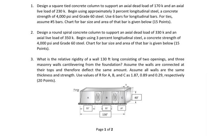 Solved 1. Design a square tied concrete column to support an | Chegg.com