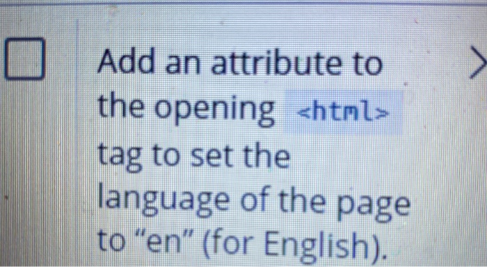 Solved 0 Add an attribute to the opening tag to set the | Chegg.com