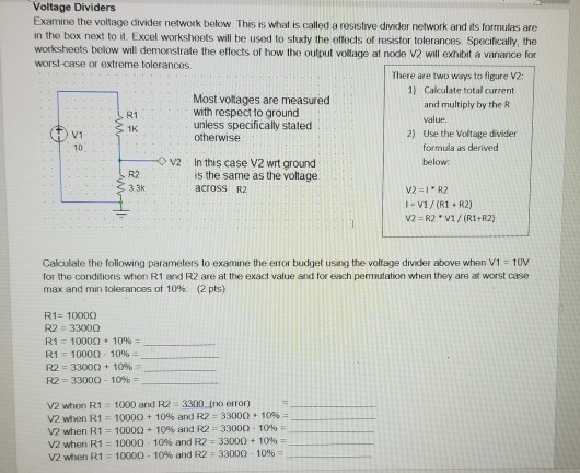 Solved Voltage Dividers Examine the voltage divider network | Chegg.com