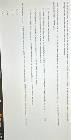 Solved Repeated-measures experiments measure the same set of | Chegg.com