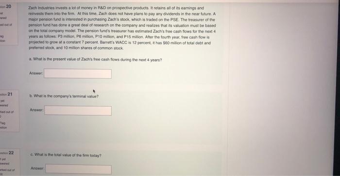 Solved 20 Zach industries invests a lot of money in RSD on | Chegg.com