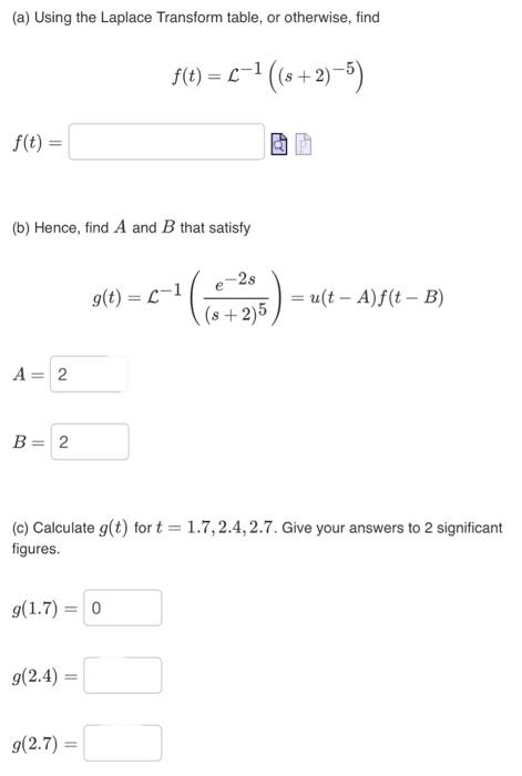 Solved (a) Using the Laplace Transform table, or otherwise, | Chegg.com