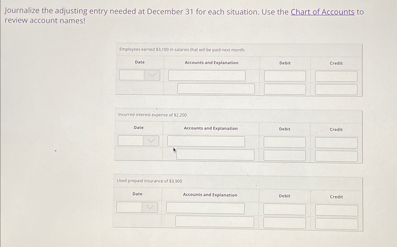 Solved Journalize the adjusting entry needed at December 31 | Chegg.com