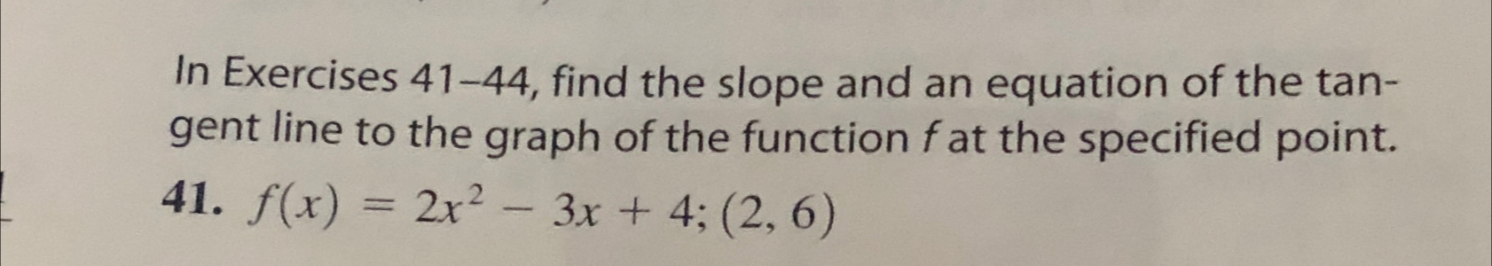 Solved In Exercises 41-44, ﻿find the slope and an equation | Chegg.com
