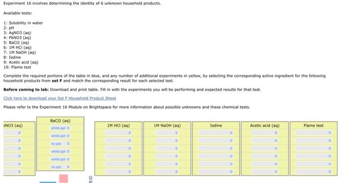 Experiment 16 involves determining the identity of 6 | Chegg.com
